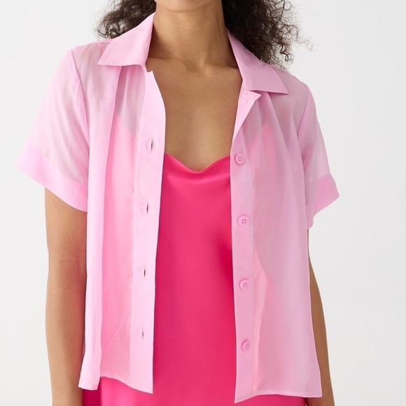 J. Crew | Tops | J Crew Gamine Shirt In Sheer Organza Blend Lotus Bloom ...